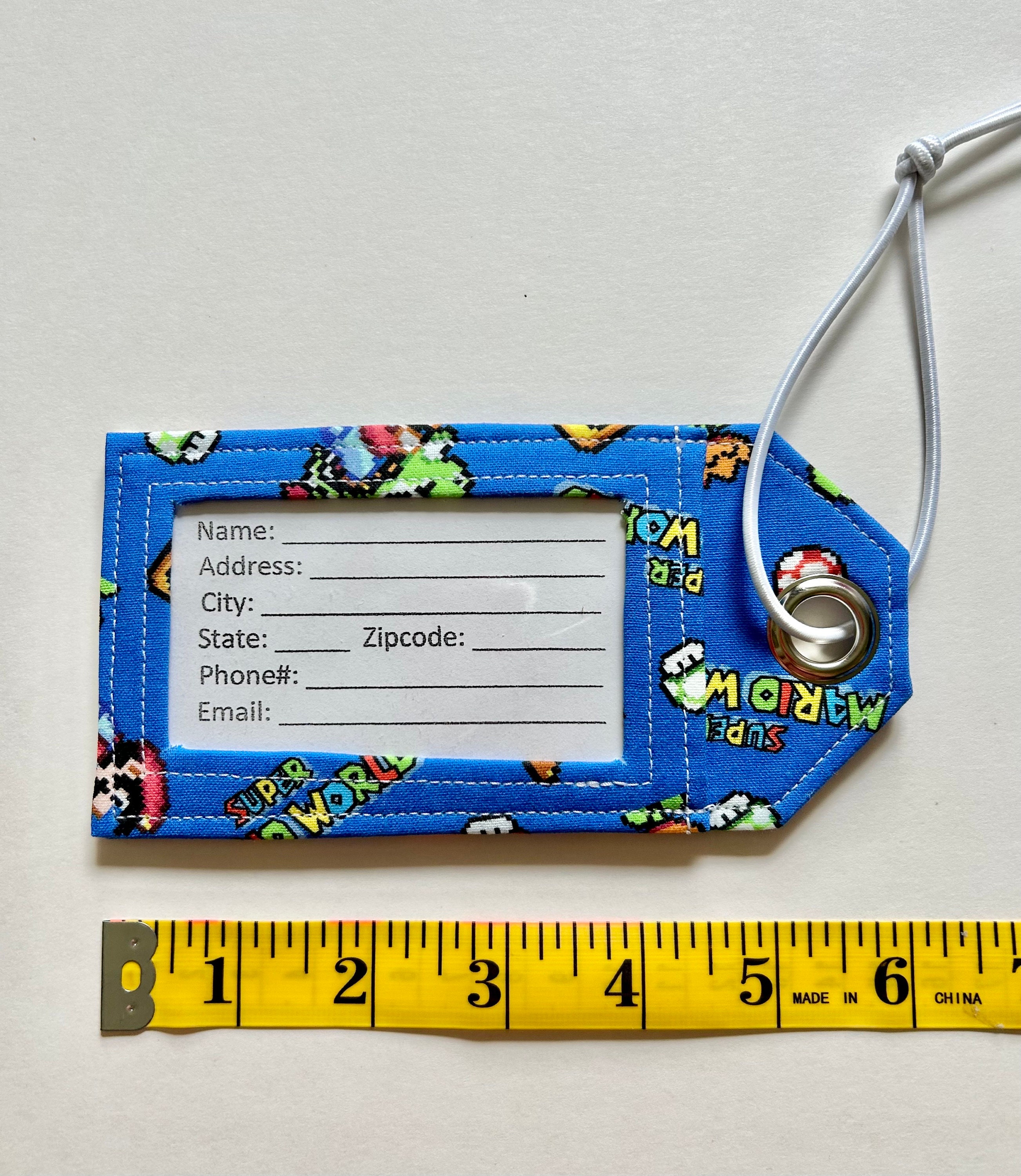 Nintendo Super Mario World Fabric Luggage Tag Blue, Fabric ID Tag ...