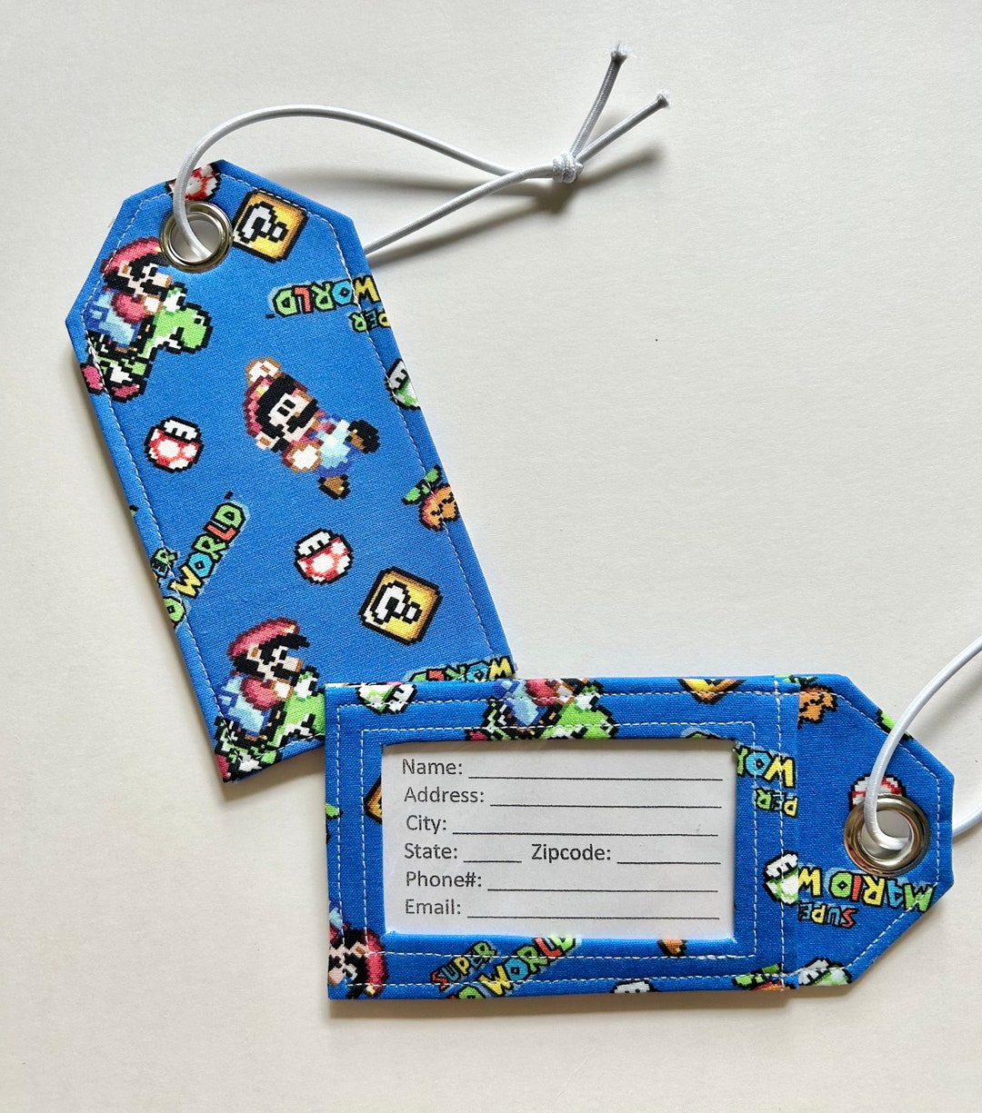 Nintendo Super Mario World Fabric Luggage Tag Blue, Fabric ID Tag ...