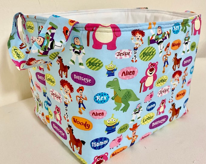 Disney Pixar Toy Story Characters Blue, Fabric Bin, Fabric Organizer ...