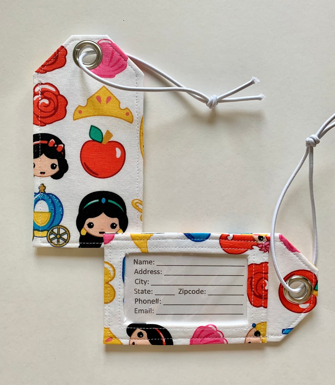 Disney Princesses Emojis White Fabric Luggage Tag, Fabric ID Tag ...