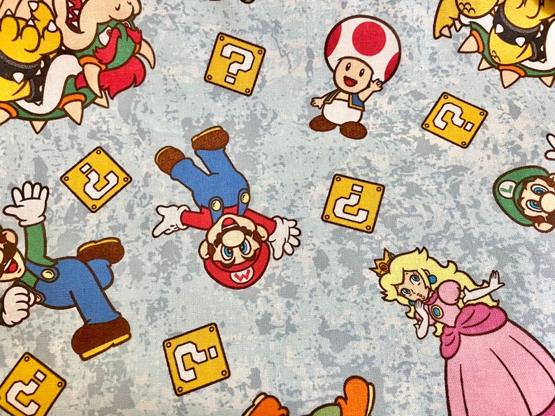 Nintendo Super Mario Bros. & Friends Gray-blue Blocks, Fabric Bin ...