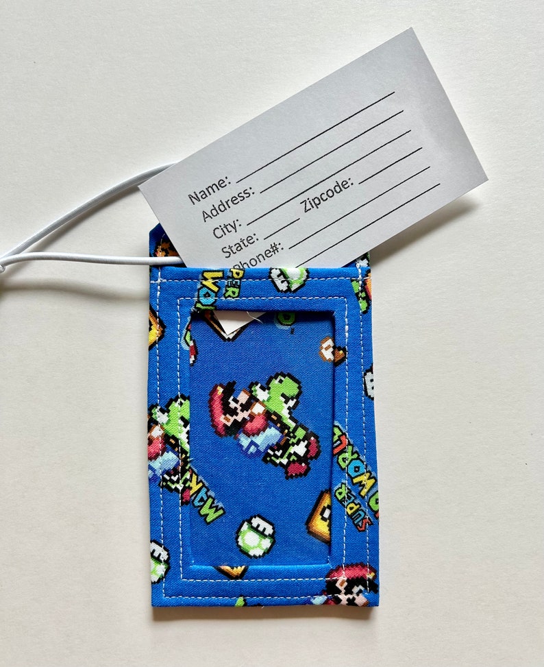 Nintendo Super Mario World Fabric Luggage Tag Blue, Fabric ID Tag ...
