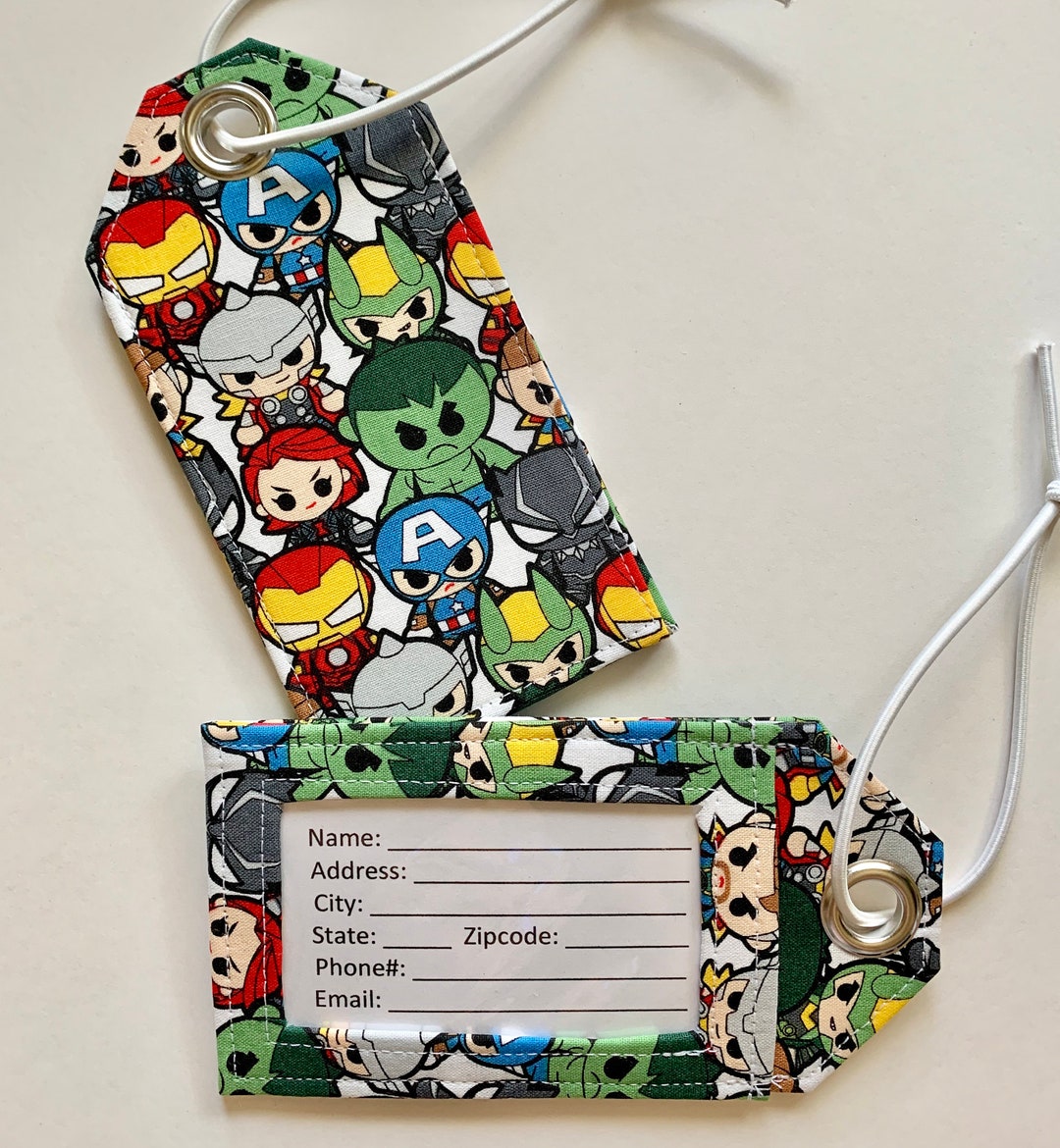 Marvel Avengers Kawaii Mini Characters Fabric Luggage Tag, Fabric ID ...