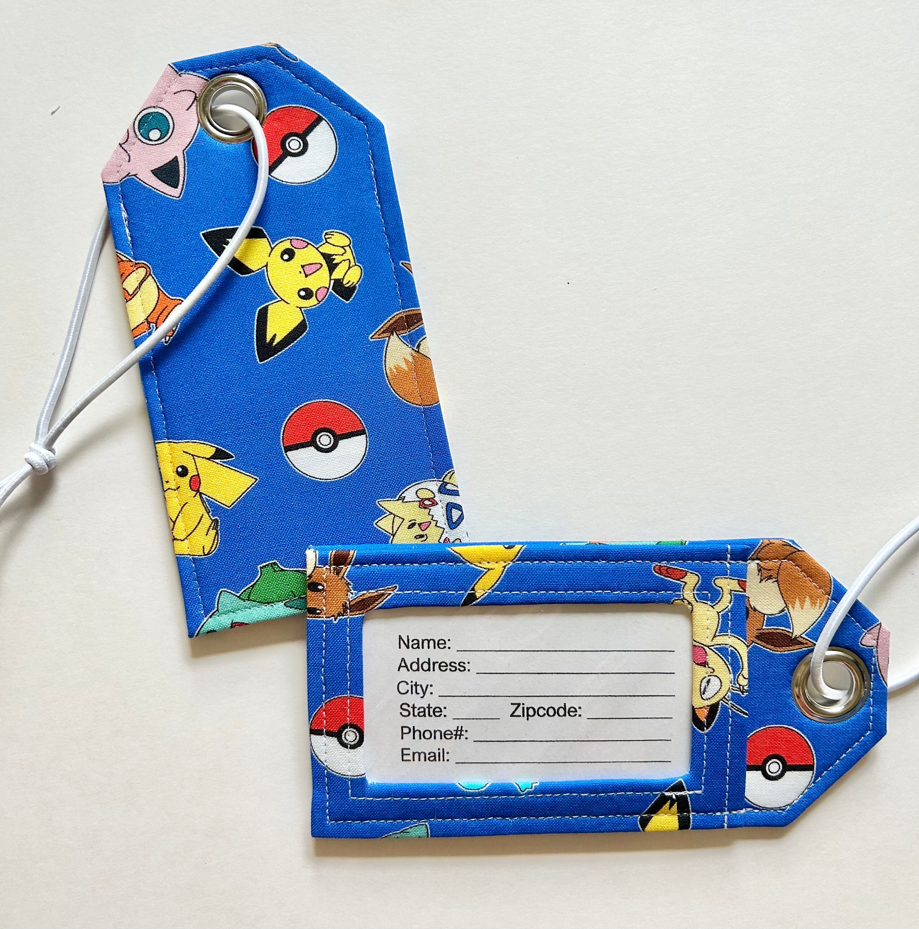 Pokémon Characters Blue Fabric Luggage Tag, Fabric ID Tag, Backpack ...