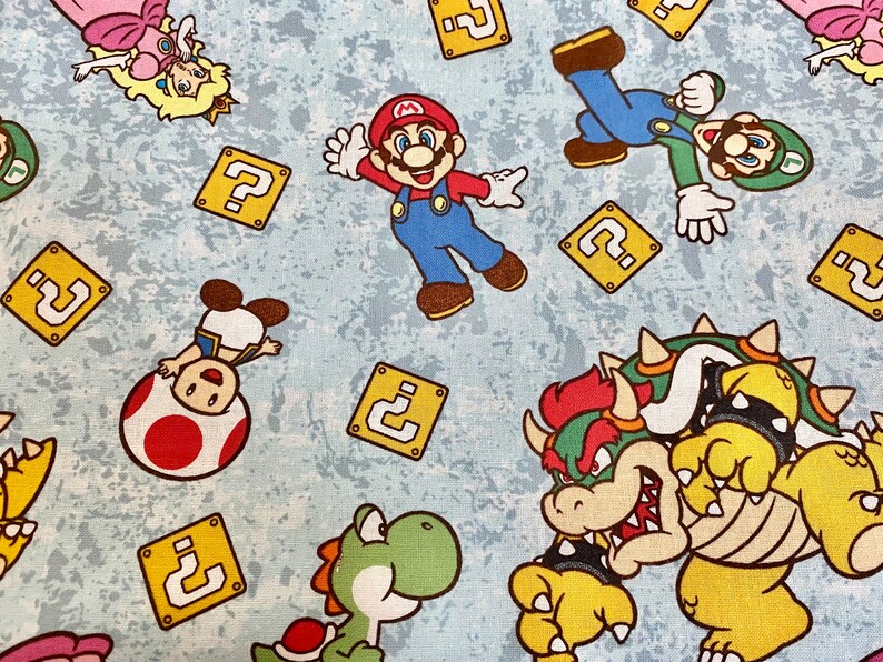 Nintendo Super Mario Bros. & Friends Gray-blue Blocks, Fabric Bin ...