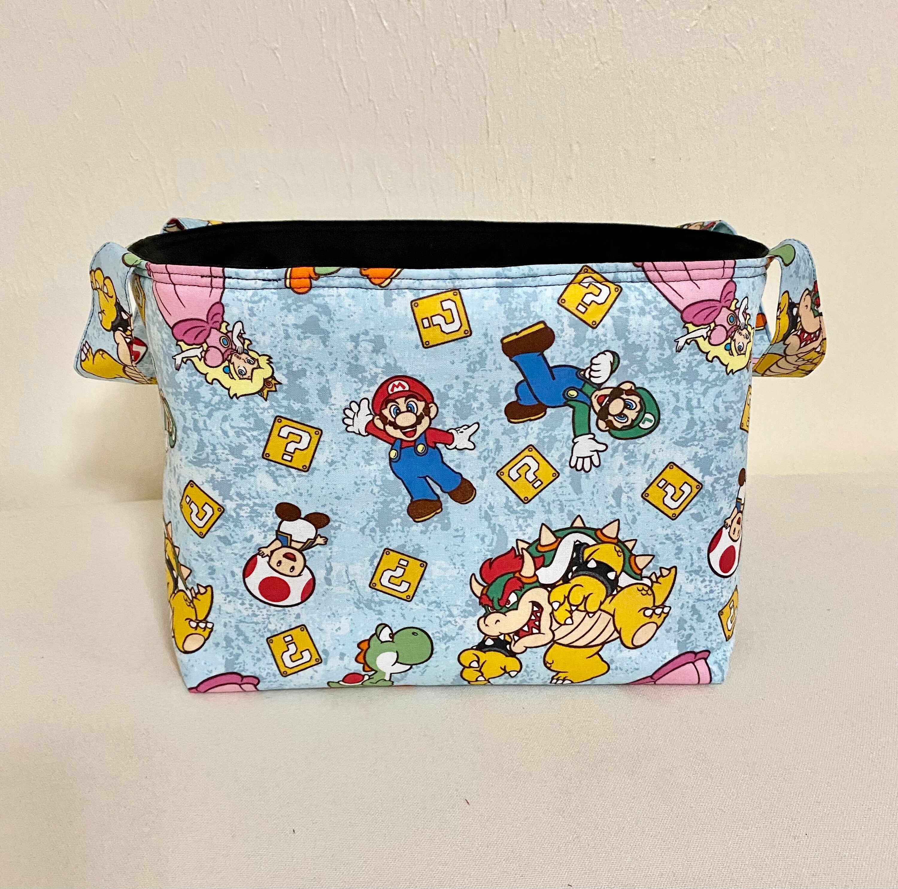 Nintendo Super Mario Bros. & Friends Gray-blue Blocks, Fabric Bin ...