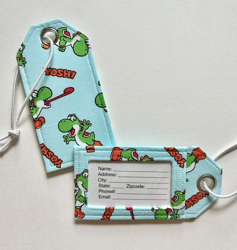 Nintendo Super Mario Yoshi Fabric Luggage Tag, Fabric ID Tag, Backpack ...