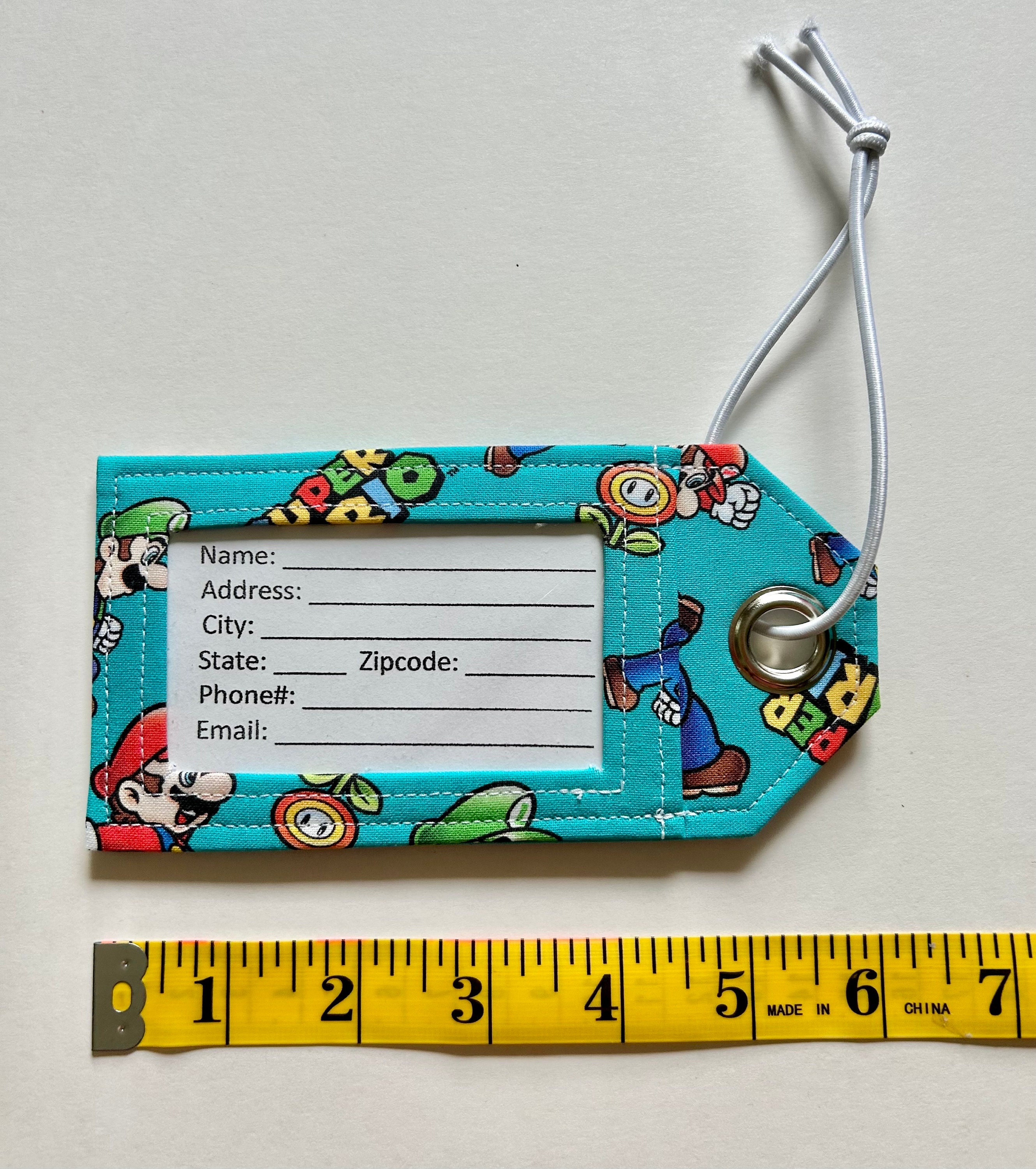 Nintendo Super Mario Bros. Fabric Luggage Tag Teal, Fabric ID Tag ...