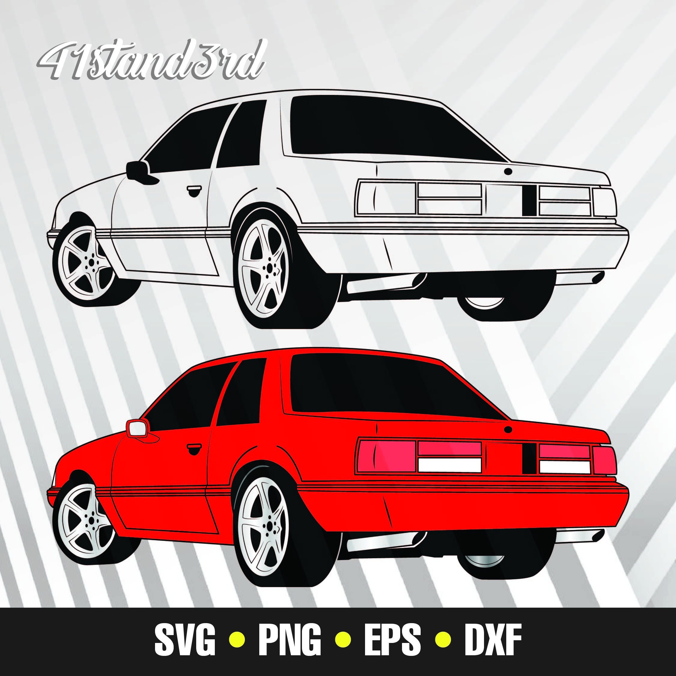 Ford Mustang Notchback Vector Svg - Cut File + Pdf Png Eps Dxf - Etsy