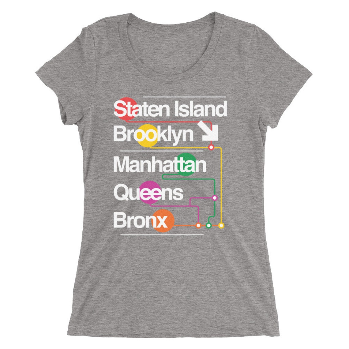New York City T-shirt NYC Subway Map Tee Big Apple NYC Five - Etsy