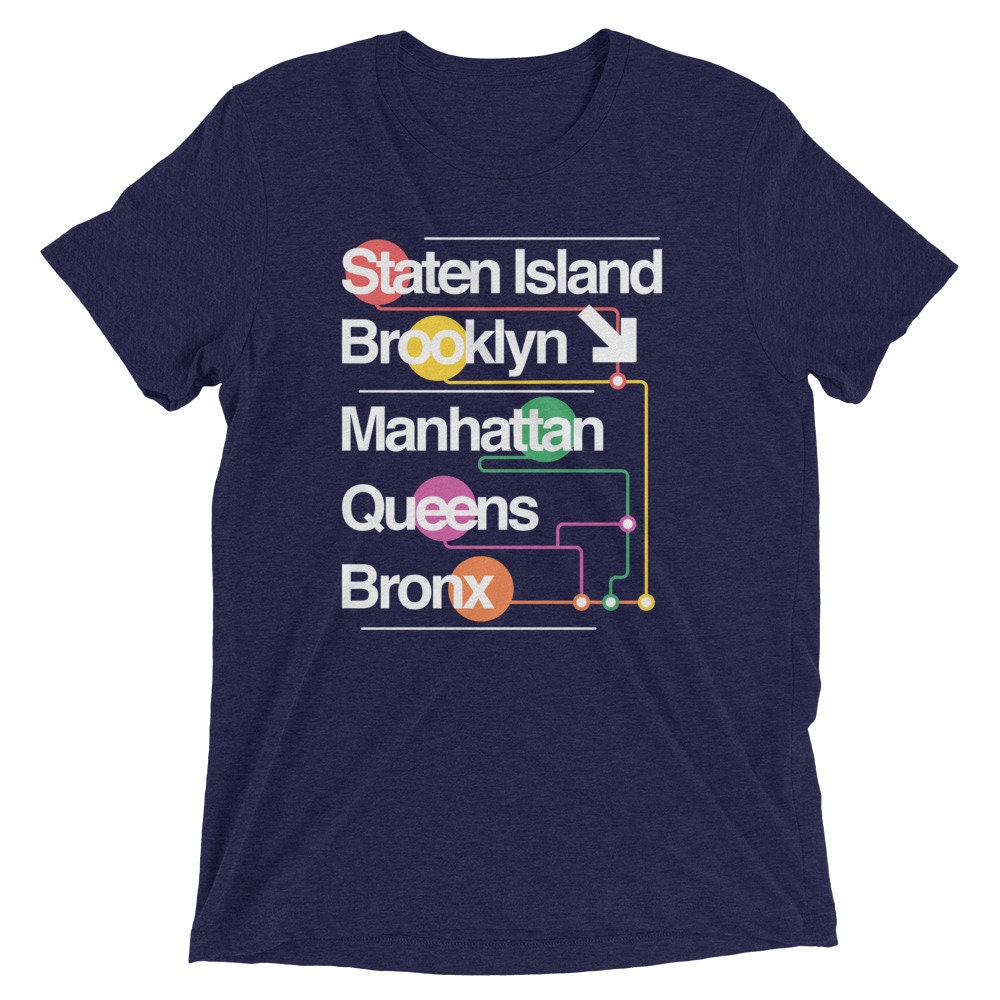 New York City T-shirt, NYC Subway Map Tee, Big Apple, NYC Five Boroughs ...
