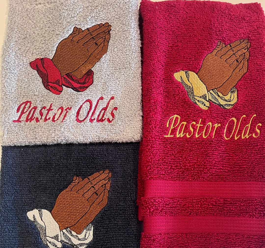 Embroidered Personalized Praying Hands Hand Towel Customizable Design
