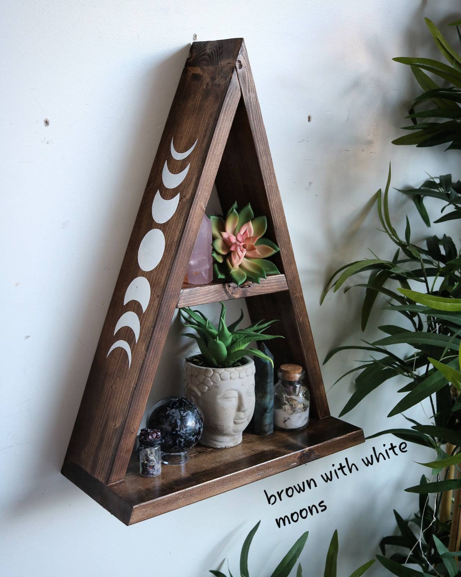 Triangle Altar Shelf With Dual Moon Phases - Etsy