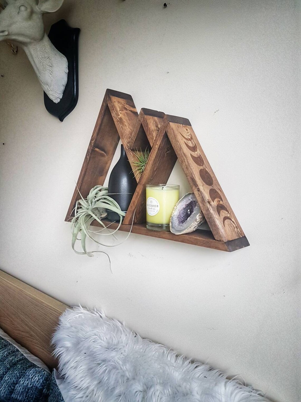 Three Peak Mountain Altar Shelf With Moon Phase - Etsy