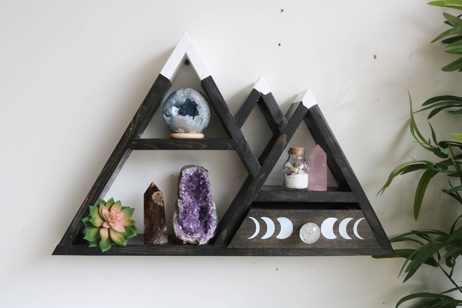 Mountain Altar Shelf With Moon Phases and Drawer - 3pk Style - Etsy