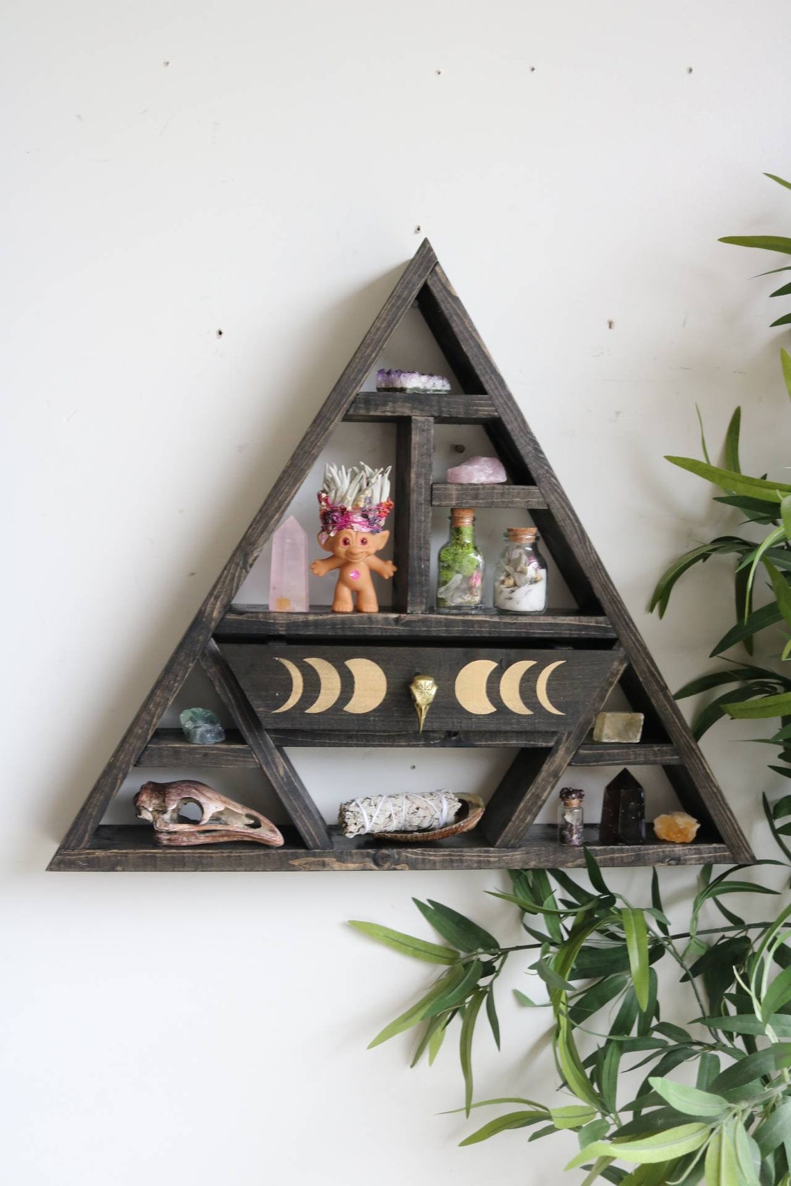 Triangle Altar Shelf With Moon Phase Pull Out Drawer Sacred - Etsy Canada
