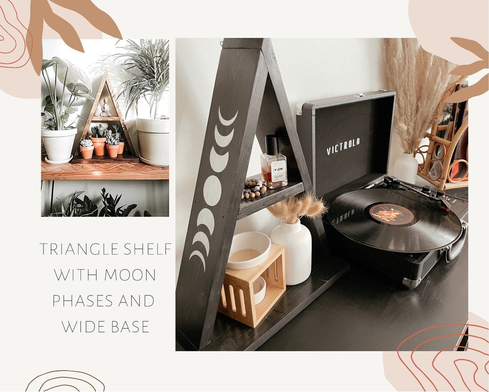 Triangle Altar Shelf With Dual Moon Phases - Etsy