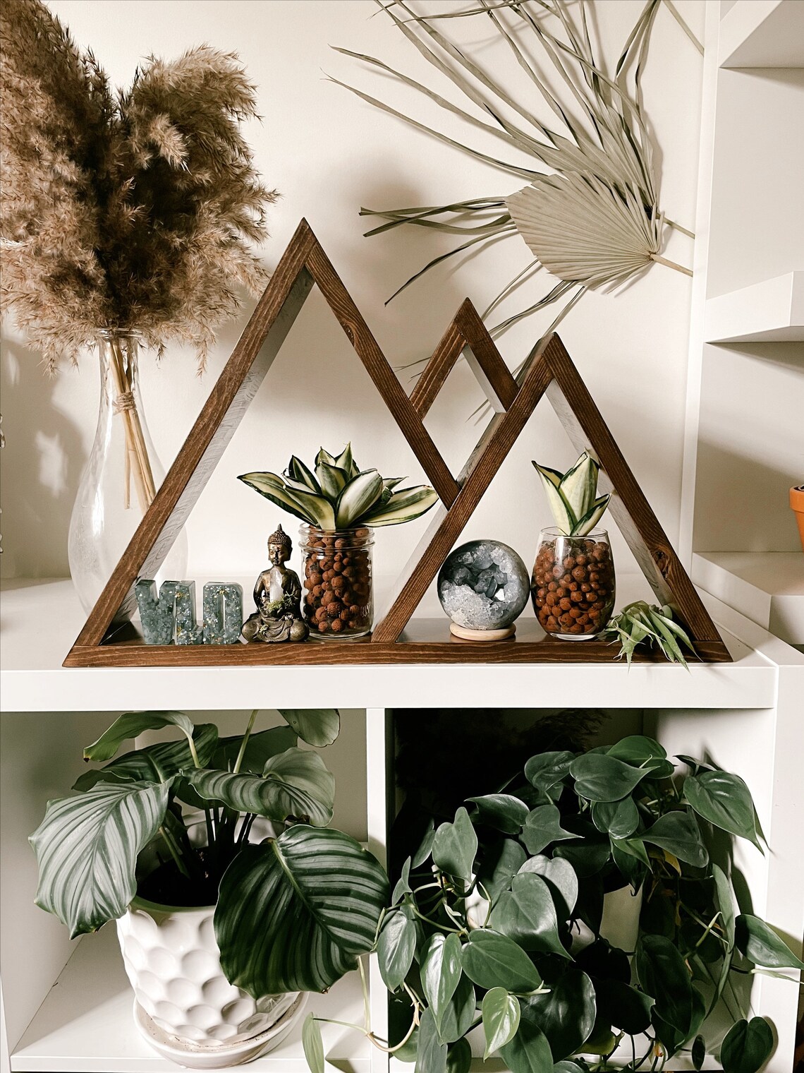 Three Peak Mountain Altar Shelf With Moon Phase - Etsy