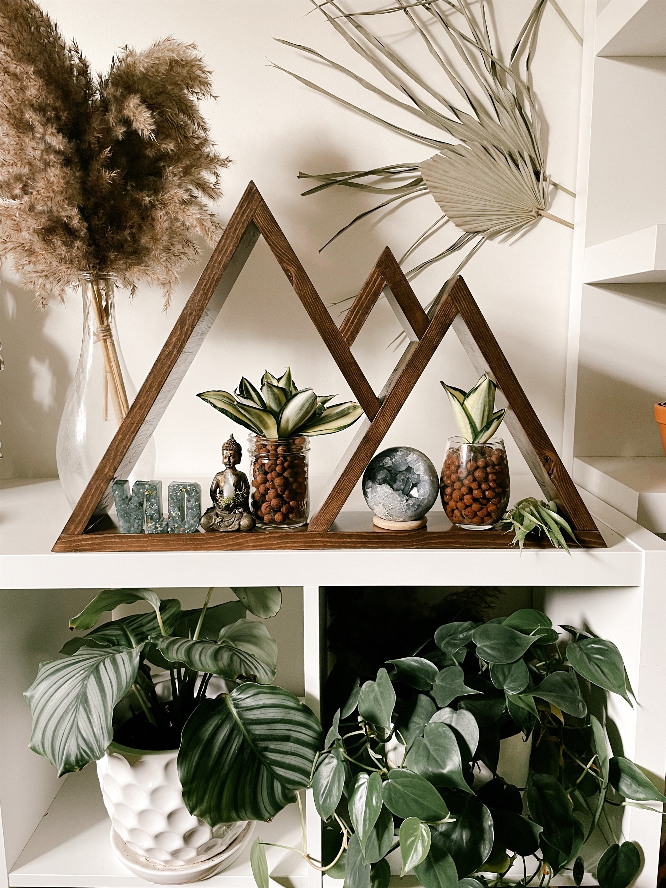 Three Peak Mountain Altar Shelf With Moon Phase - Etsy