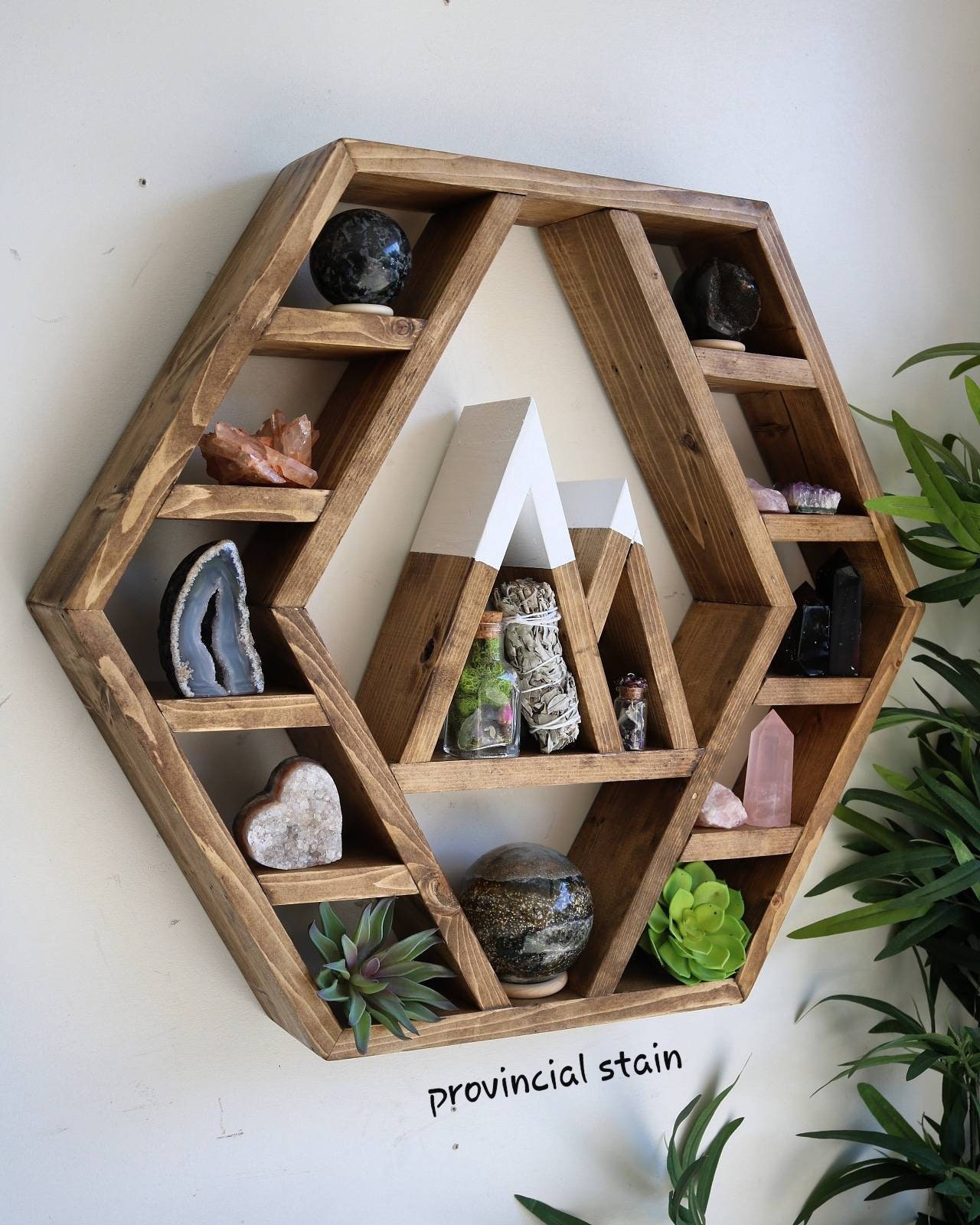 shelf set. essential oil shelf honey comb shelf gemstone shelf hexagon ...