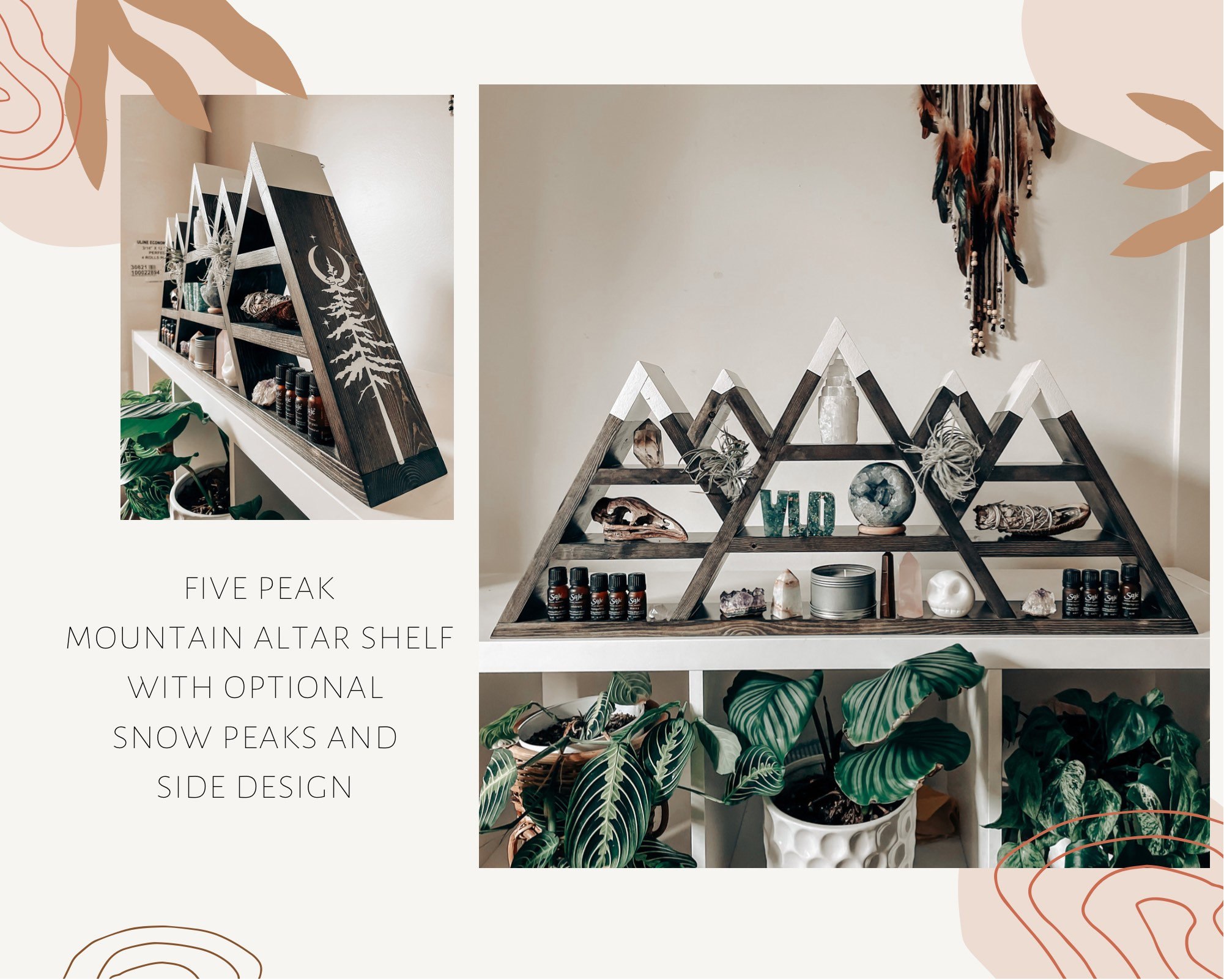 Mountain Altar Shelf With Moon Phases or Snow Caps - Etsy Canada