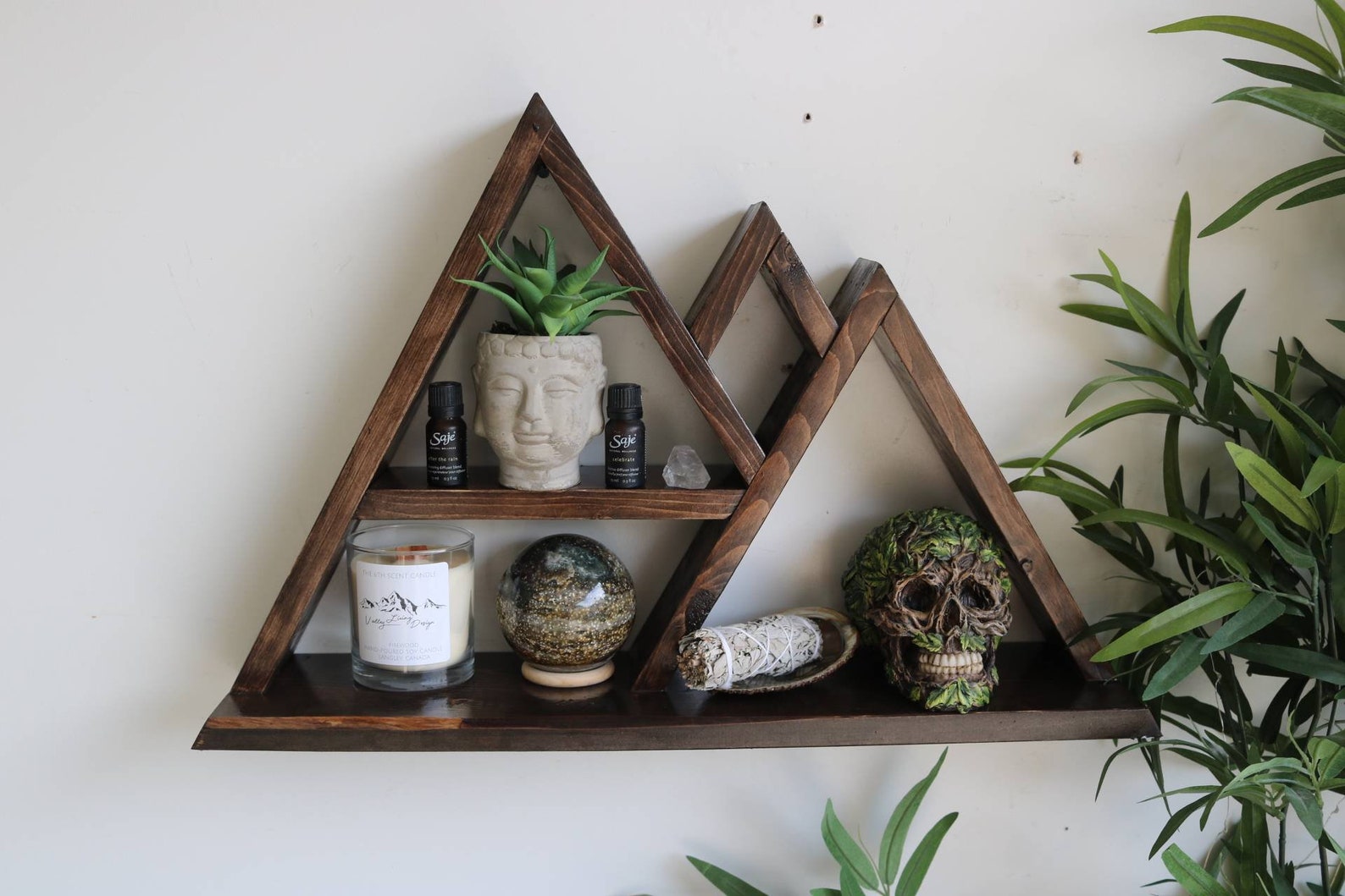 Mountain Altar Shelf With Metallic Fern Finishings and Wide - Etsy