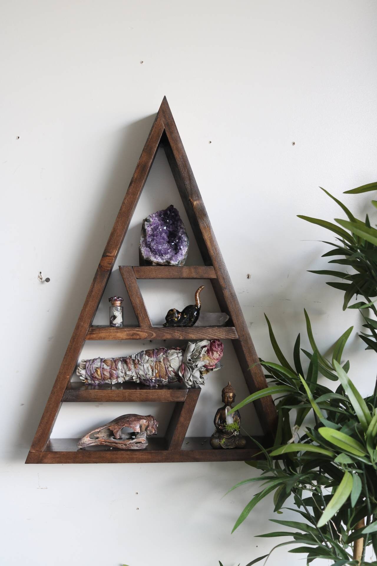 Extra Tall Triangle Crystal / Gem Altar Shelf With Moon Phases - Etsy