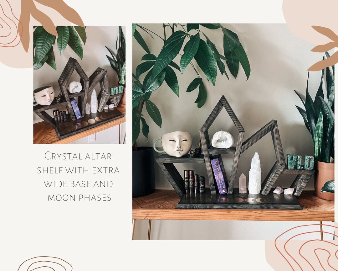 Crystal Altar Shelf With Extra Wide Base and Moon Phases - Etsy
