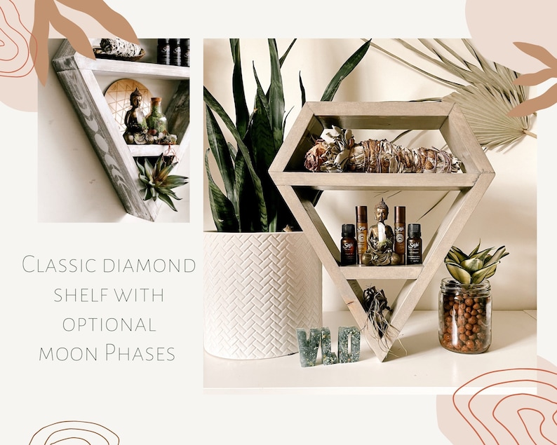 Geometric Diamond Essential Oil / Crystal Altar Shelf - Etsy