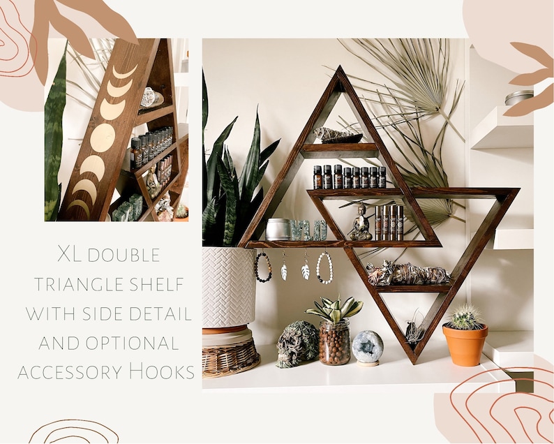 XL Double Triangle Shelf With Moon Phases | Etsy