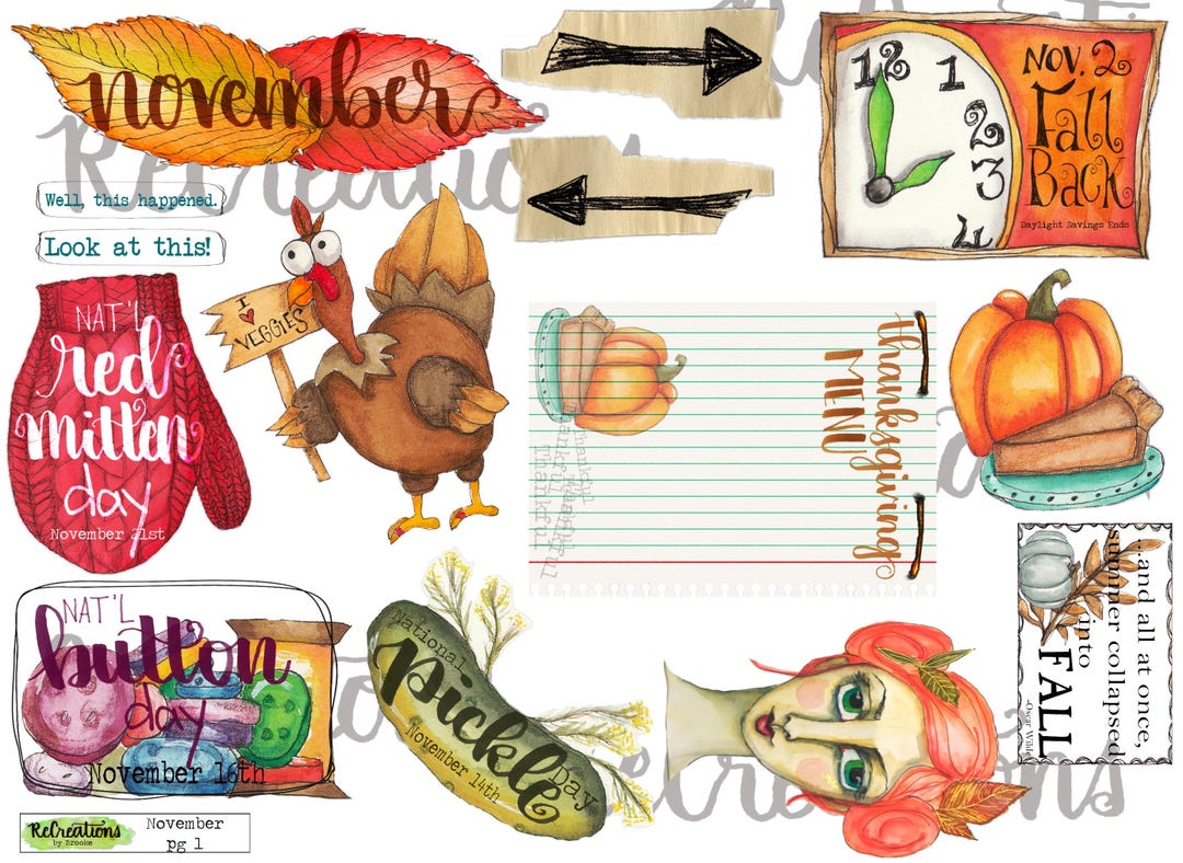 November Journal Stickers UPDATED DIGITAL - Etsy