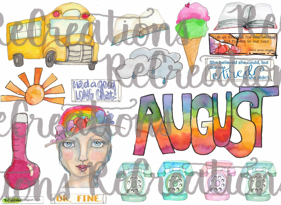 DIGITAL 2021 August 2021 Journal Stickers - Etsy