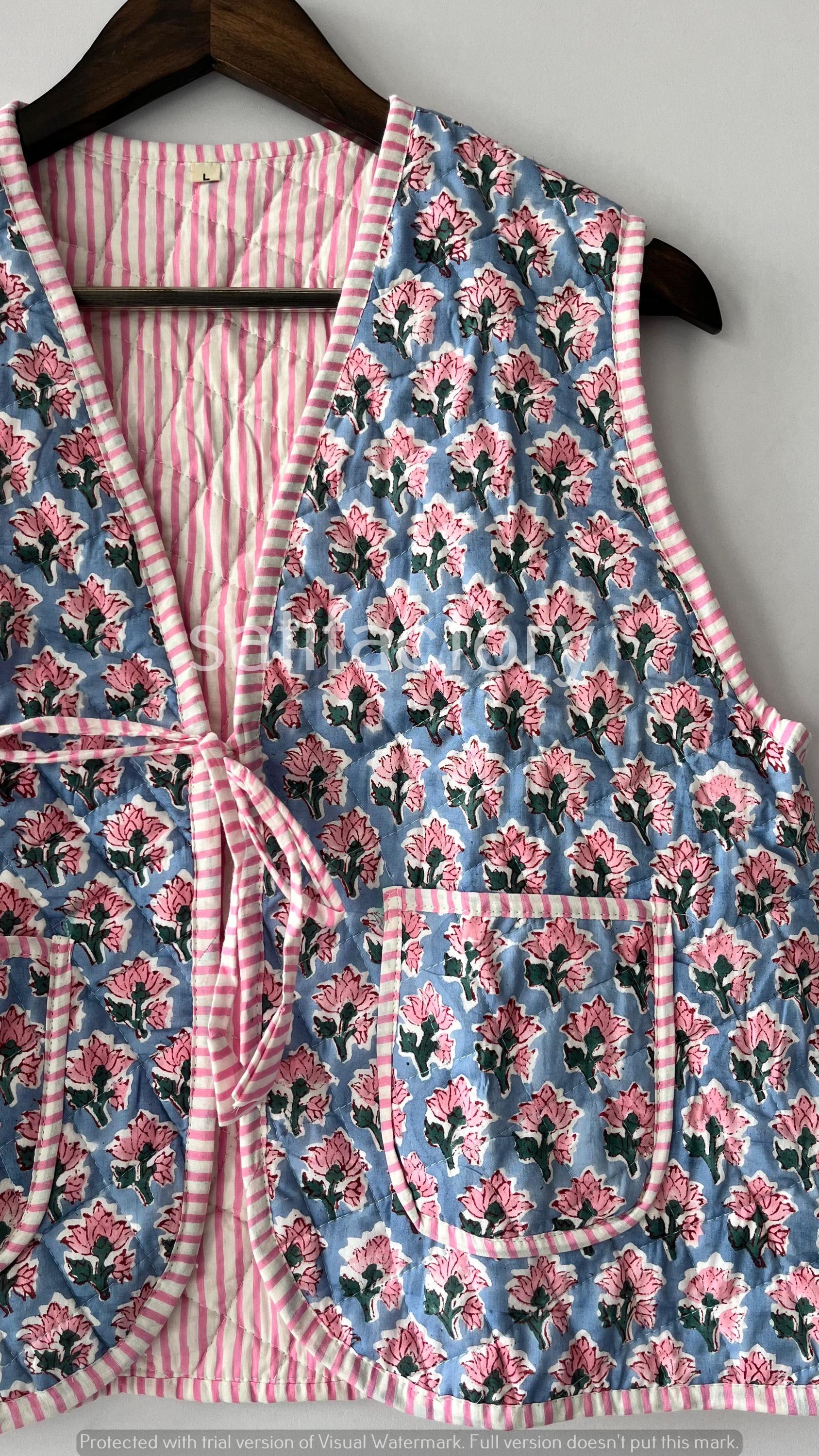Handmade Floral Quilted Cotton Vest – Reversible Boho Jacket - Etsy