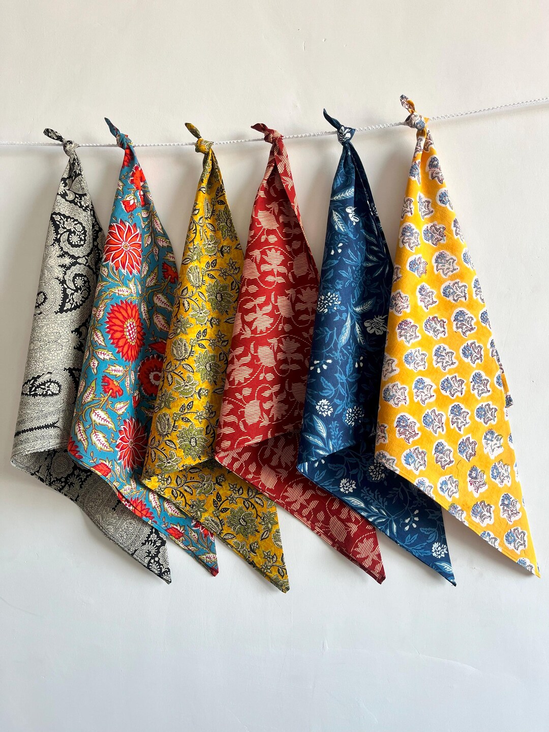 Sati Factory 6 Pack Assorted Hand Block Printed Cotton Napkins Bohemian ...