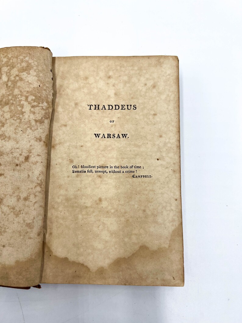 Thaddeus of Warsaw, 1 of 2 Volumes PORTER, Jane Publication Date: 1809 ...