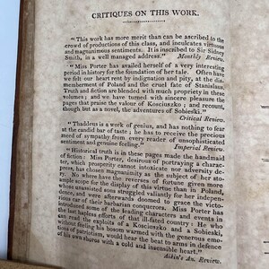 Thaddeus of Warsaw, 1 of 2 Volumes PORTER, Jane Publication Date: 1809 ...