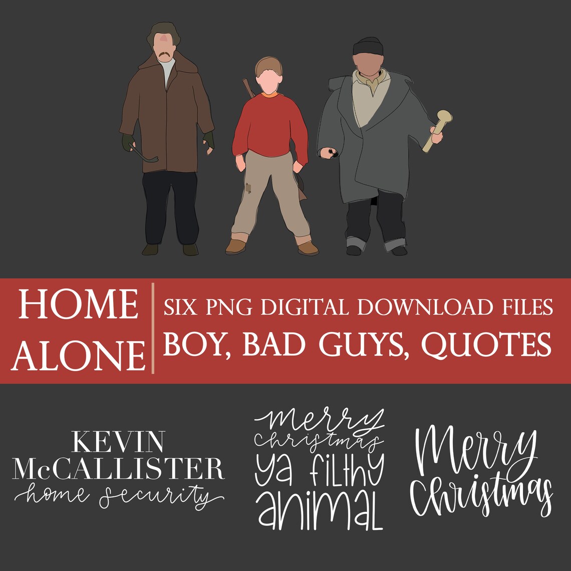 HOME ALONE 6 PNG Digital Download Files Christmas Home - Etsy