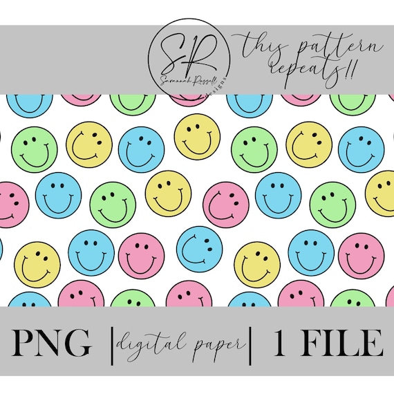 Pastel Smiley Face Repeating Digital Paper Smiling Face - Etsy