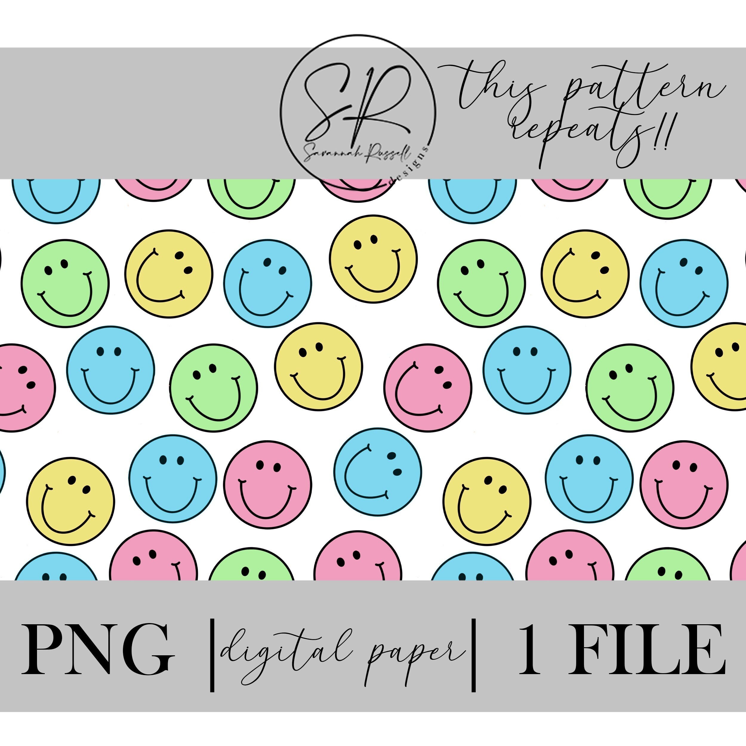 Pastel Smiley Face Repeating Digital Paper | Smiling Face Digital ...