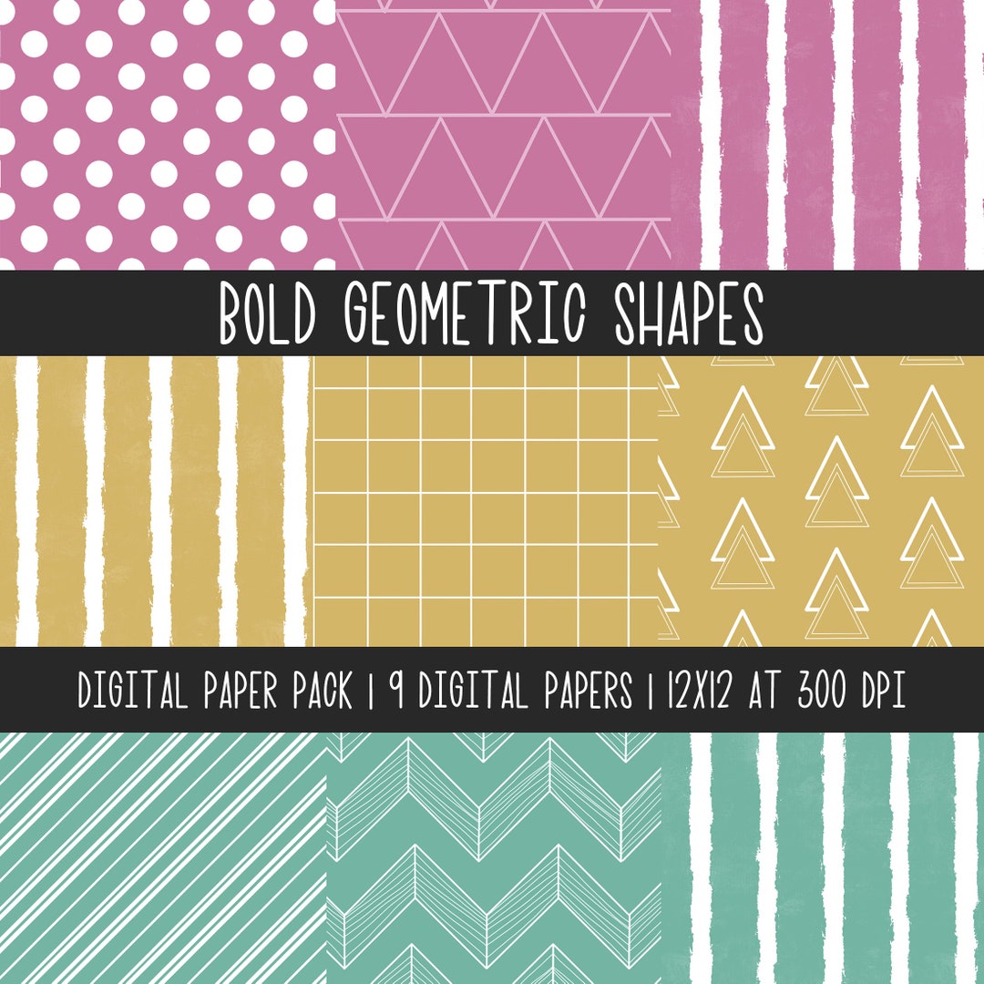 BOLD GEOMETRIC | Set of 9 Digital Papers | High Quality Instant ...