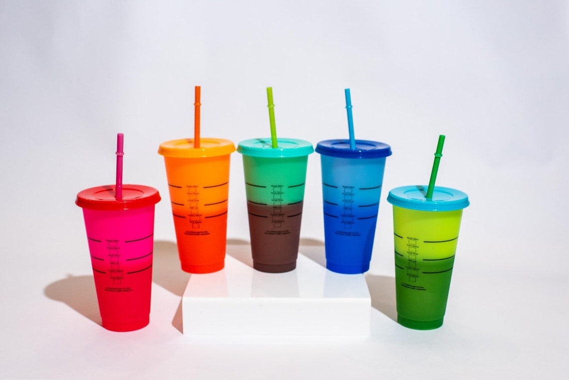 Color Changing Cups | Iced Coffee Cups | Set of 5 | 24oz Tumblers ...