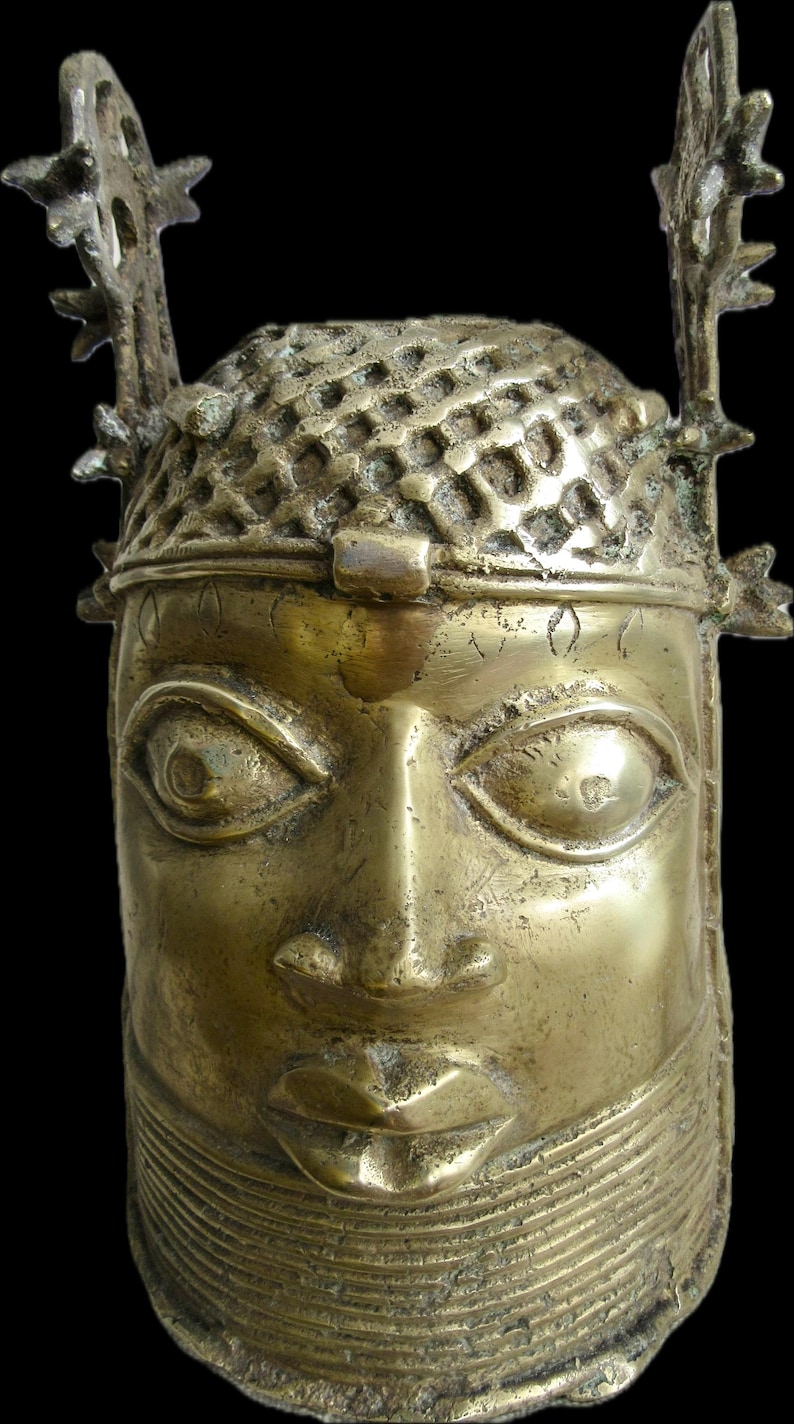 Benin Memorial Cast Bronze Head Oba - Etsy
