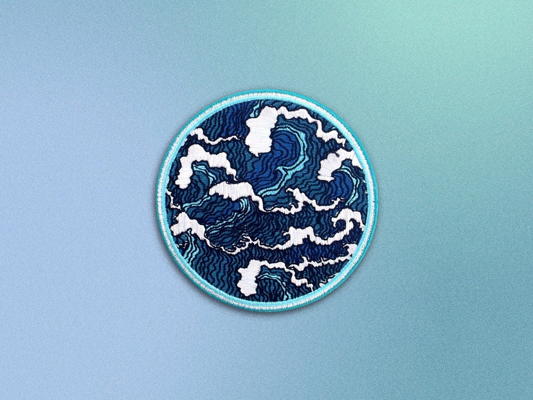 Sea Waves Patch Embroidered Iron on Ocean Patch Nature - Etsy