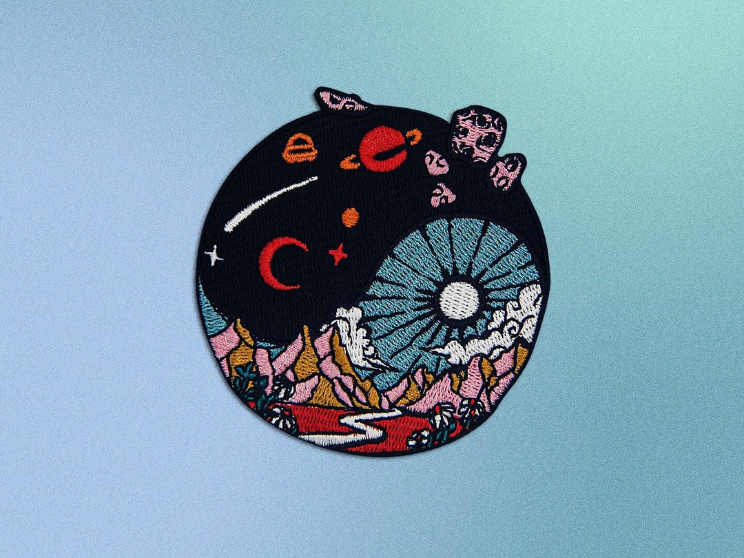 Sun and Moon Yin Yang Patch Iron On Space Outdoor Patches for - Etsy
