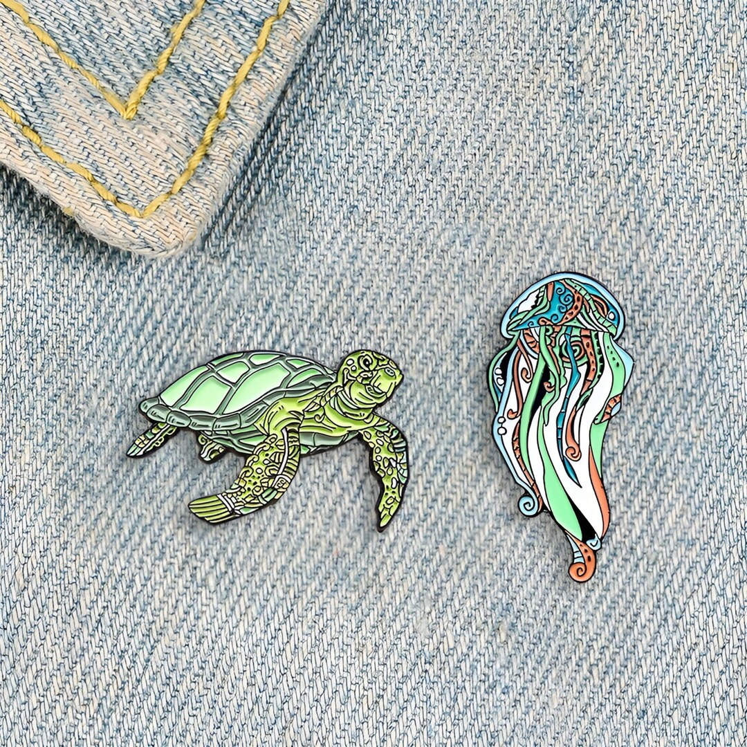 Jellyfish Turtle Enamel Pin Set, Cute Enamel Pins for Backpacks, Sea ...