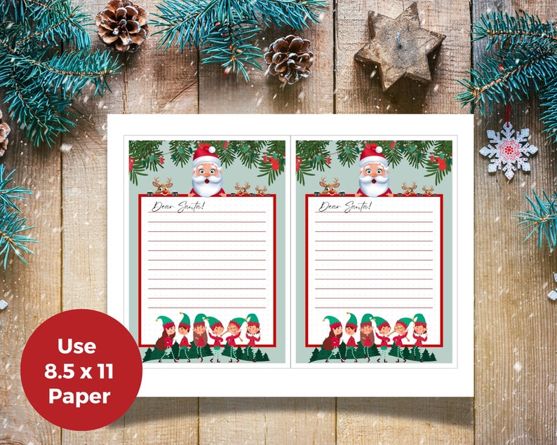 Letter to Santa Stationery, Printable Santa Note Card, Festive Holiday ...