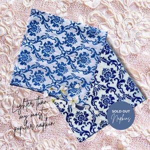 Blue Damask Decoupage Napkins for Crafting and Table Decor, Cottagecore ...