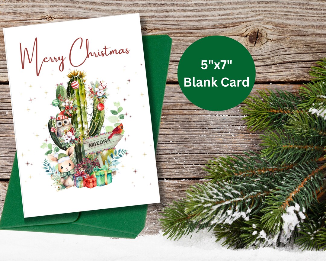 Arizona Christmas Card, Christmas Cactus, Arizona Cactus Greeting ...