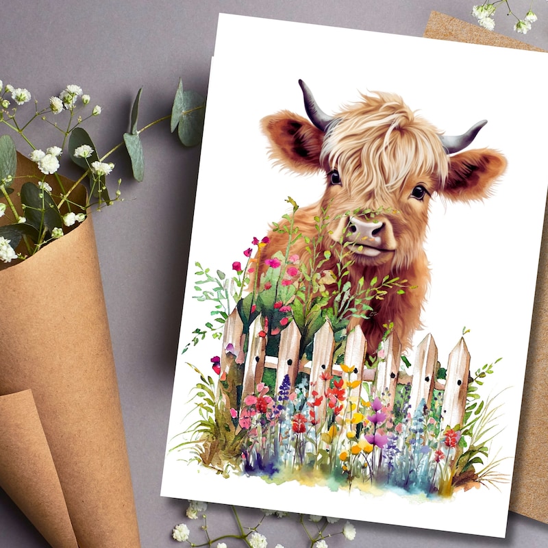 Cow Greeting Card - Etsy