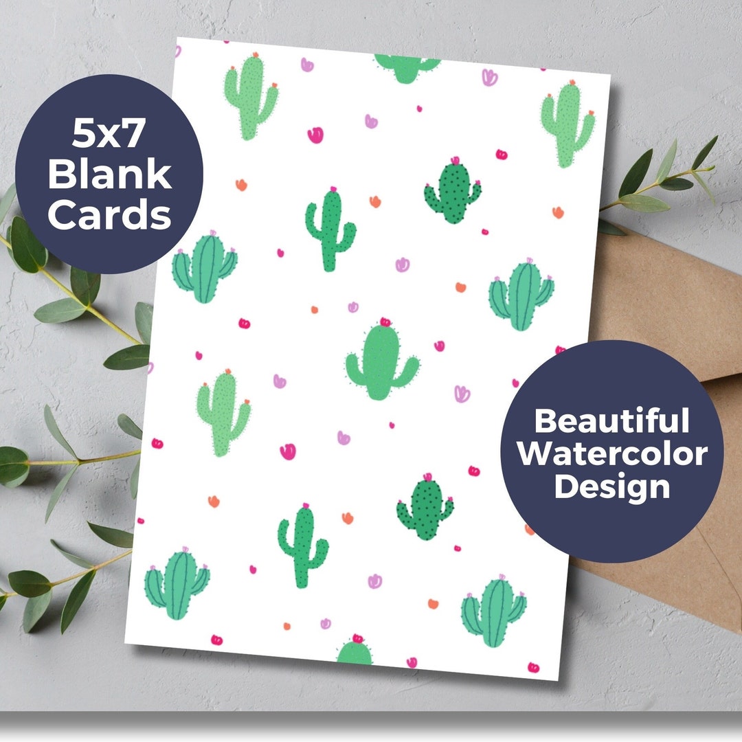 Cactus Greeting Card, Cute Watercolor Cactus Stationery, Southwest ...